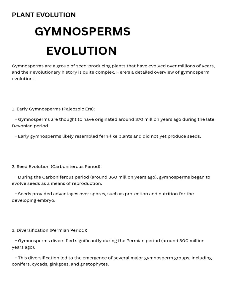 Plant Evolution of Gymnosprems | PDF | Paleozoic First Appearances | Plants