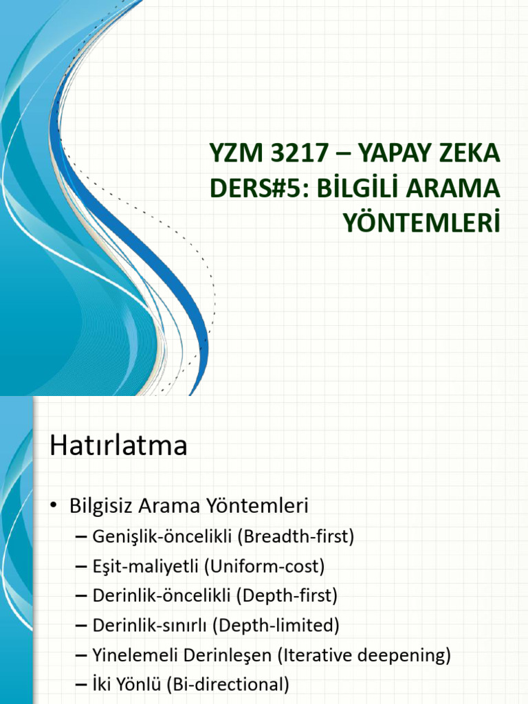 Yzm 3217 - Yapay Zeka Ders#5: Bilgili Arama Yöntemleri | PDF