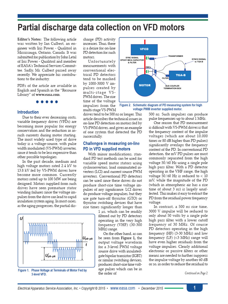 Partial Discharge Data Collection On VFD Motors: Editor's Notes: The ...