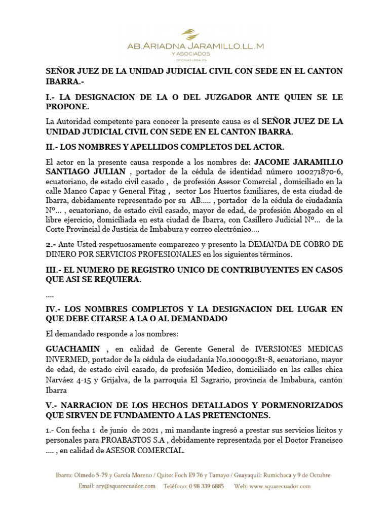 Demanda-Cobro de Servicios Profesionales - Portocarrero Alexander-19-05 ...