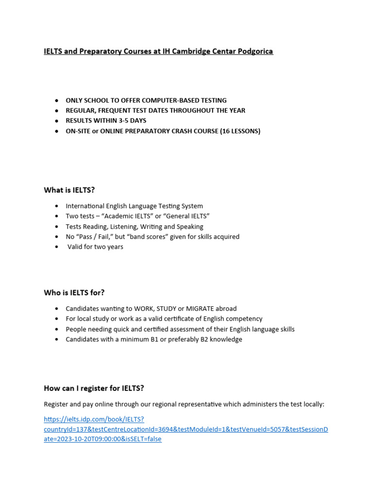 IELTS Brief Brochure | PDF