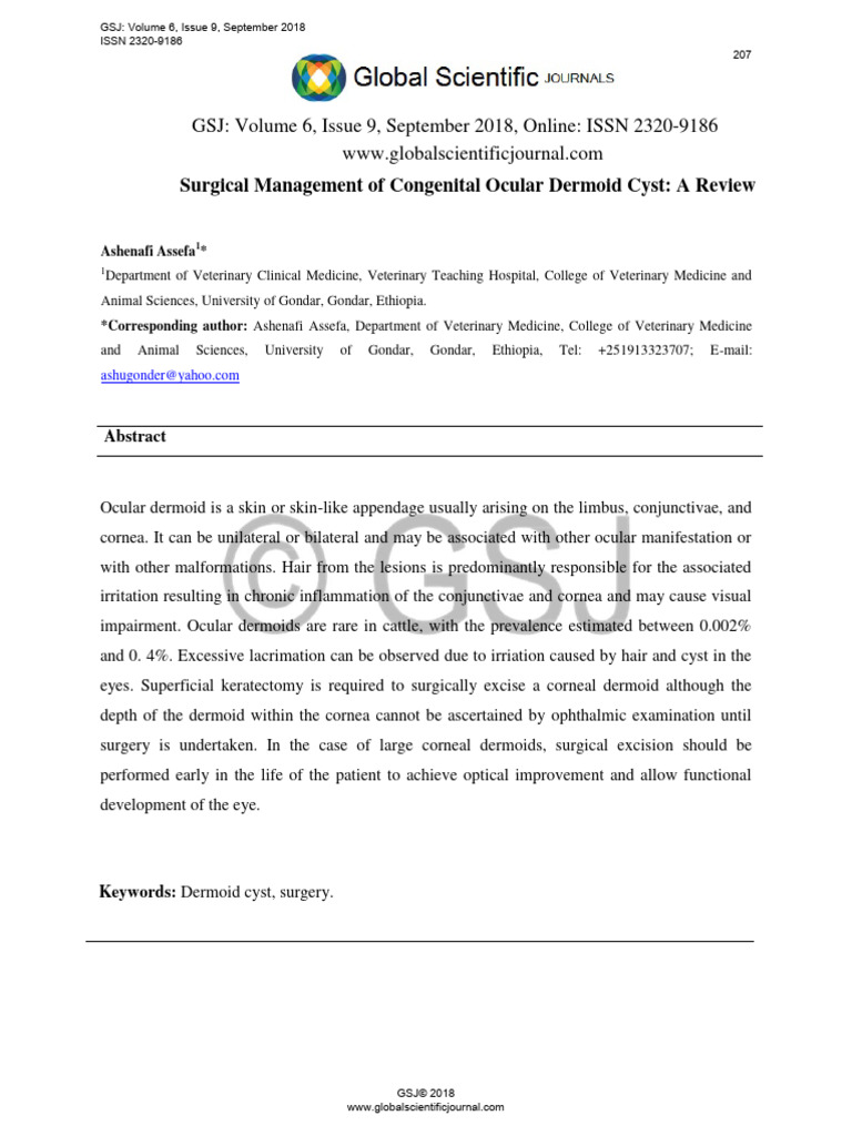 Surgical Review of Ocular Dermoid Cysts | PDF | Cornea | Human Eye