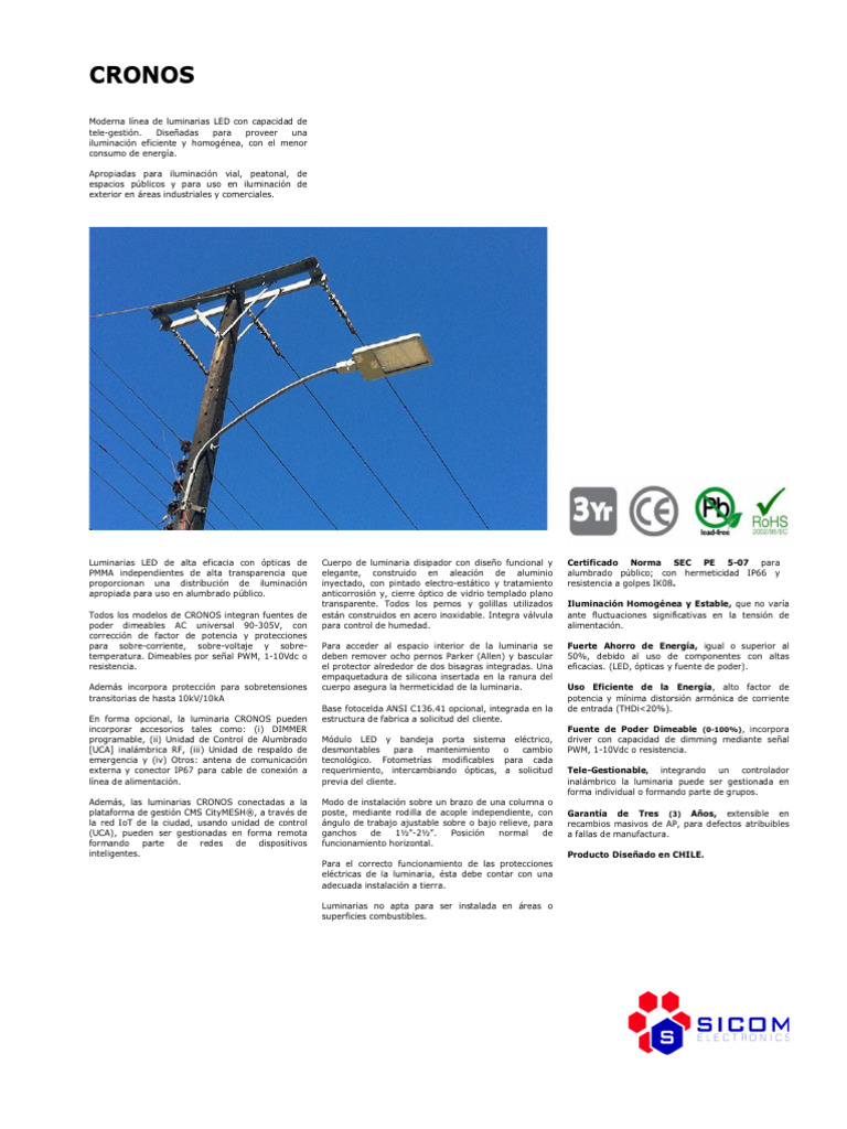 CRONOS Led Calle | PDF | Diodo emisor de luz | Ciencias fisicas