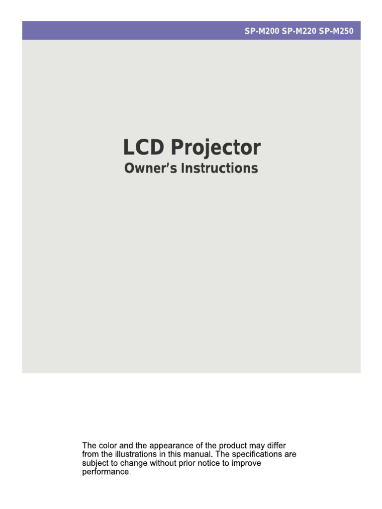 Manual Samsung SP-M220 | PDF