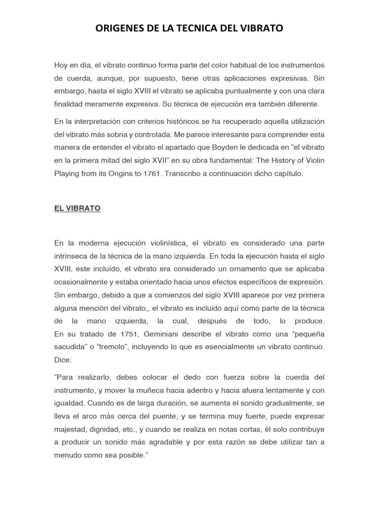 Orígenes y evolución del vibrato | PDF | Musicología | Las artes escénicas