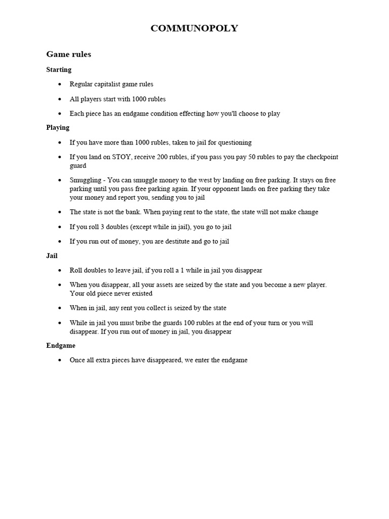 Communopoly Game Rules | PDF | Leon Trotsky | Joseph Stalin