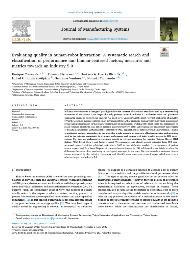 Human-Centric Metrics in HRI | PDF | Systematic Review | Robotics
