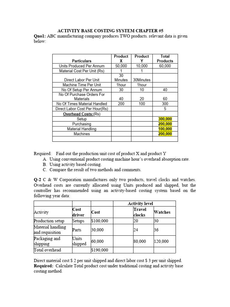 Abc Costing One Page | PDF | Management Accounting | Business Economics