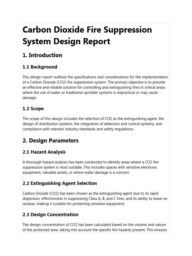 CO2 Fire Suppression System Design Report | PDF | Carbon Dioxide ...