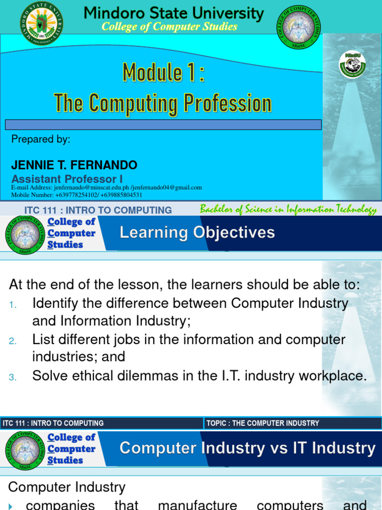 Module 1 ITC 111 | Download Free PDF | Computer Security | Security