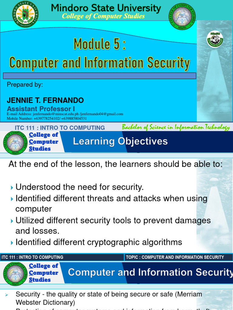 Module 5 ITC 111 | PDF | Cryptography | Encryption