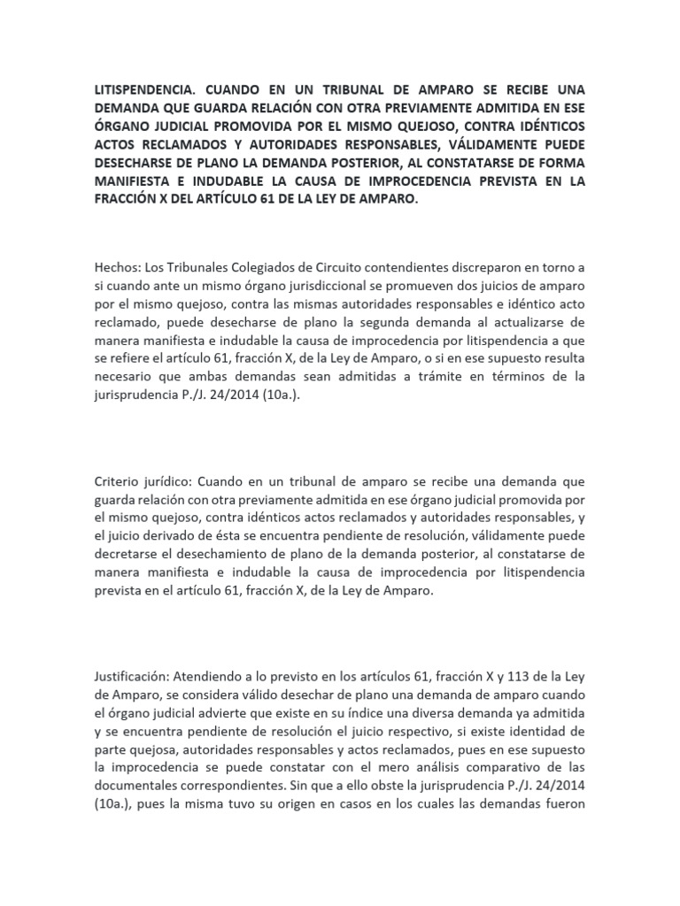 LITISPENDENCIA | PDF | Caso de ley | Estoppel colateral