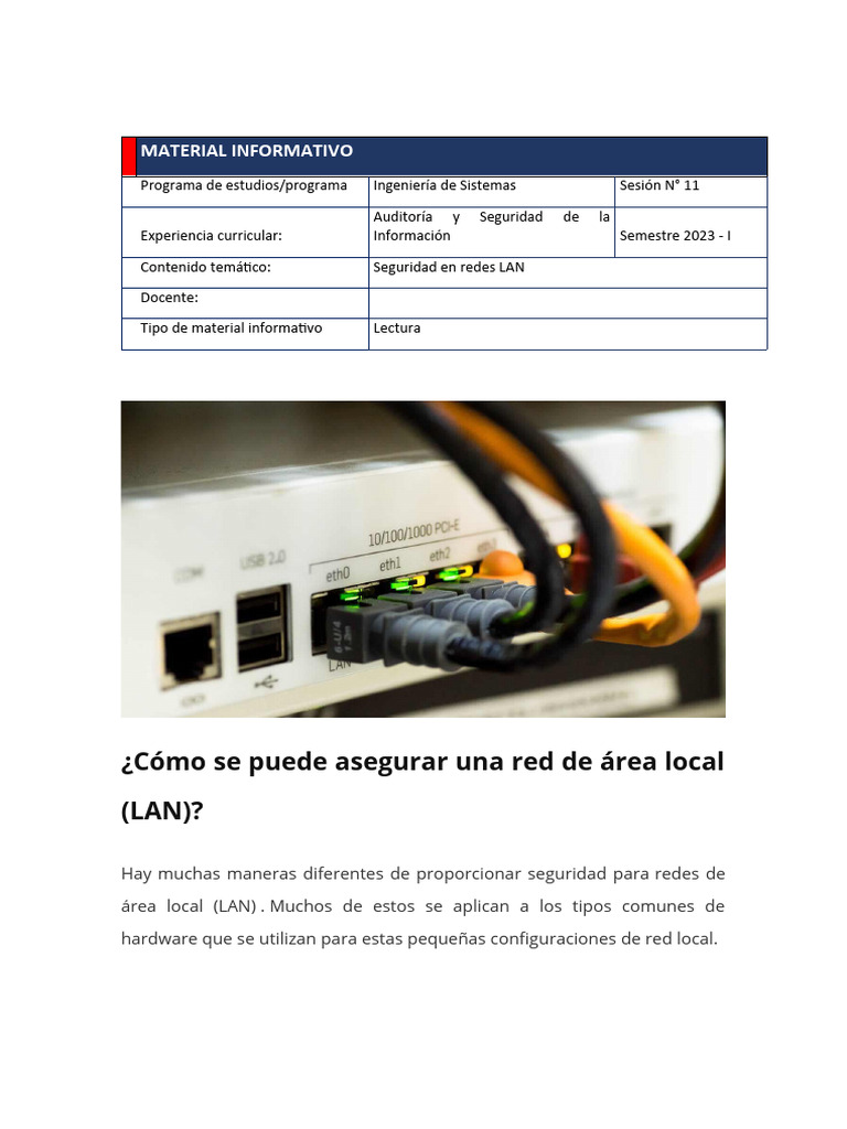 Seguridad en Redes LAN | PDF | Seguridad | La seguridad informática