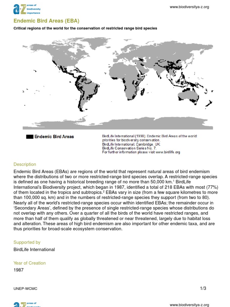 Endemic Bird Areas: Conservation Priorities | PDF | Conservation ...