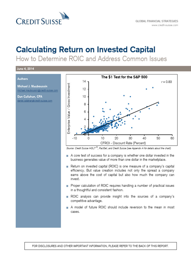 Calculating Return On Invested Capital - CS | PDF | Goodwill ...
