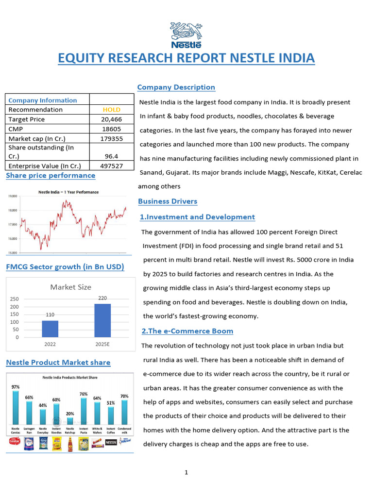 Nestle Equity Research Report | PDF | Revenue | Nestlé