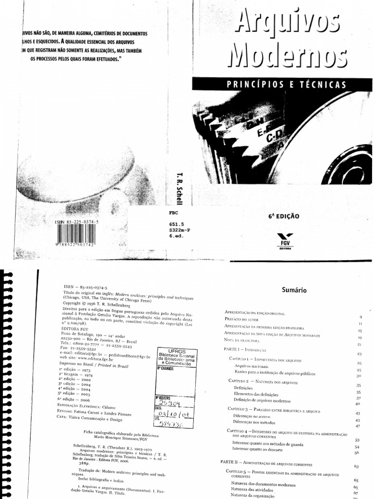 LIVRO SCHELLENBERG, T.R.-.Arquivos Modernos-PrincIpios e TEcnicas.6a.ed ...