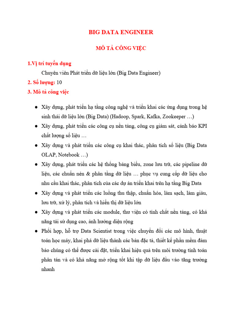 JD - Big Data Engineer | PDF