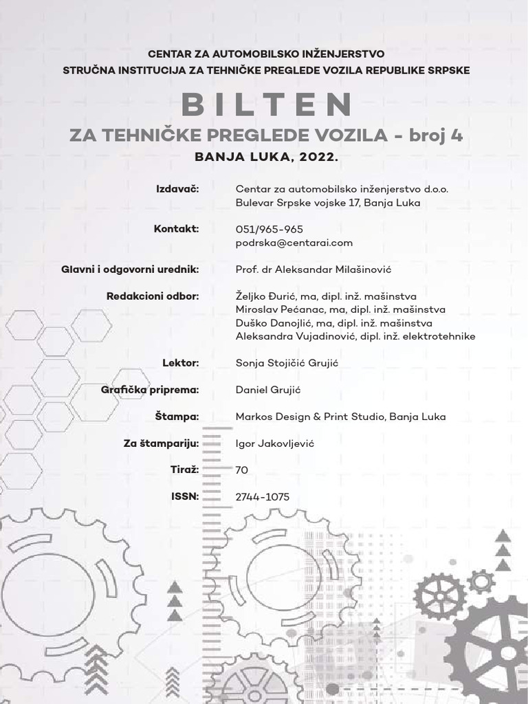 Bilten Za Tehničke Preglede Vozila Broj 4-1 | PDF