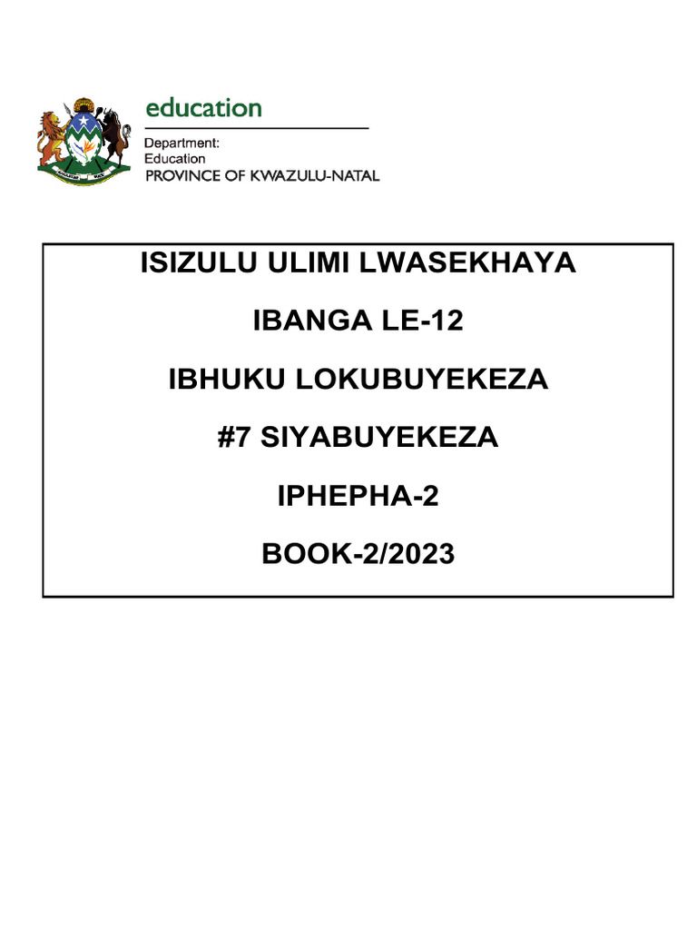 # 7 Siyabuyekeza Isizulu 2023 Book 2 | PDF