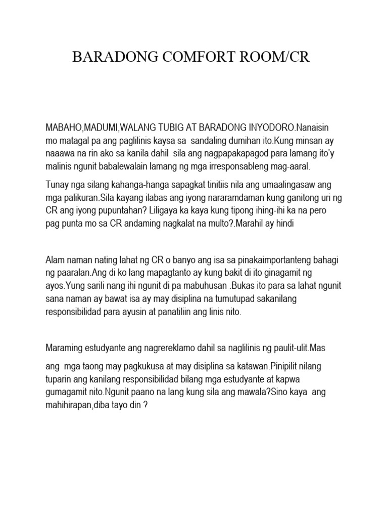 Baradong Comfort Room | PDF