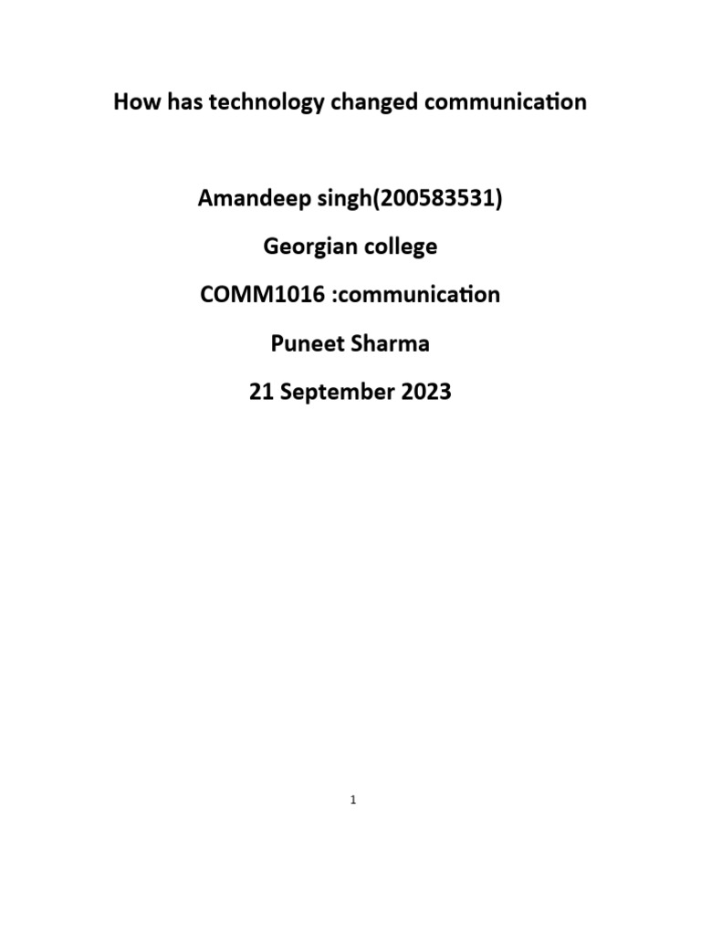 How Has Technology Changed Communication | PDF | Communication | Social ...