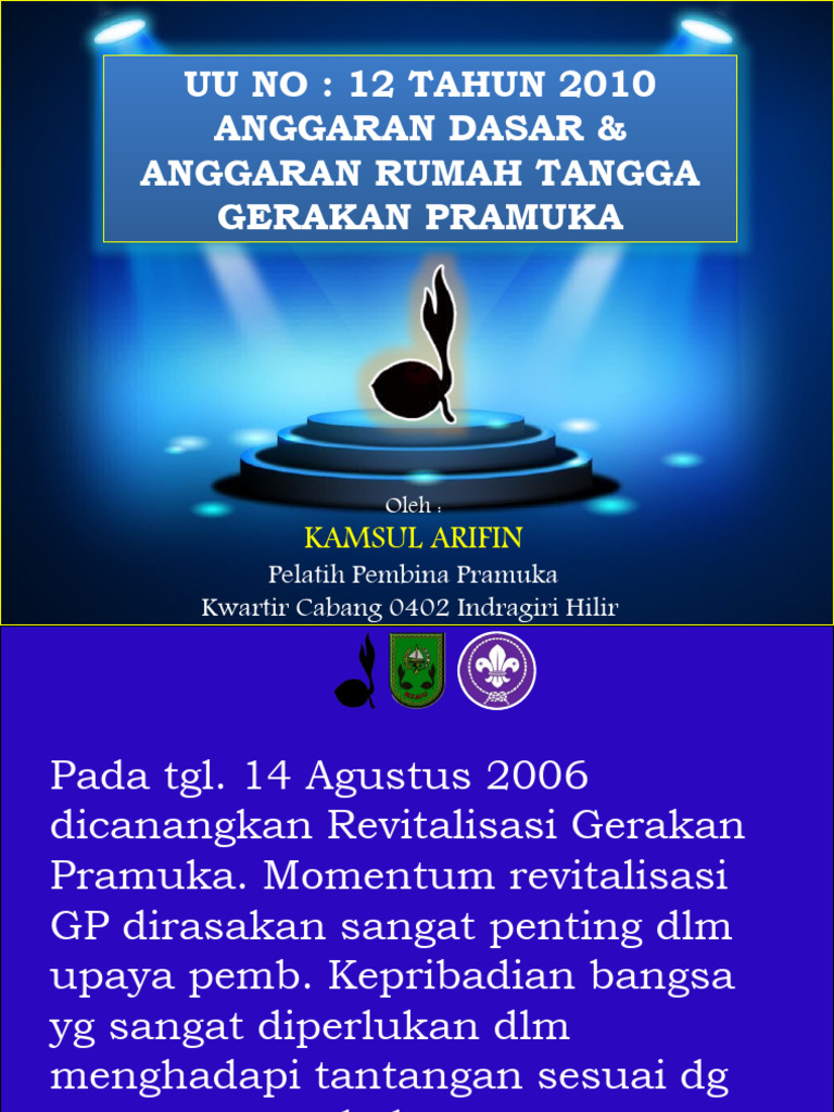 UU No. 12/2010: Dasar Hukum Pramuka | PDF | Politik