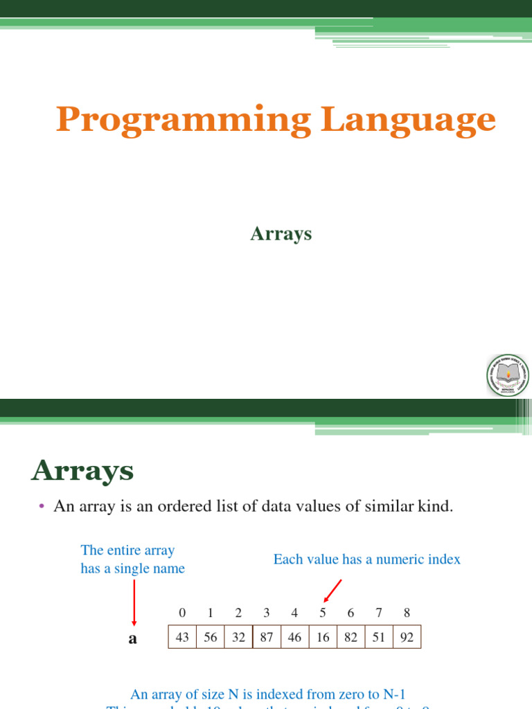 4 Arrays Pdf Data Type Integer Computer Science