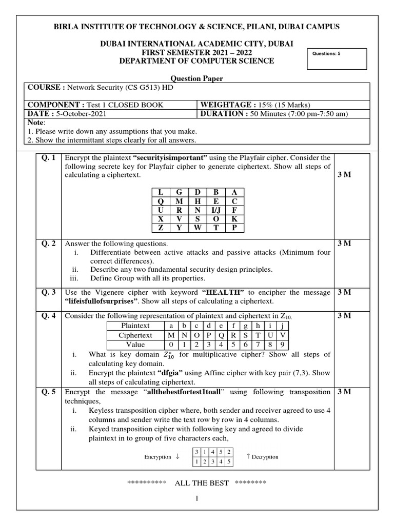Questions: 5 | PDF | Encryption | Public Key Cryptography