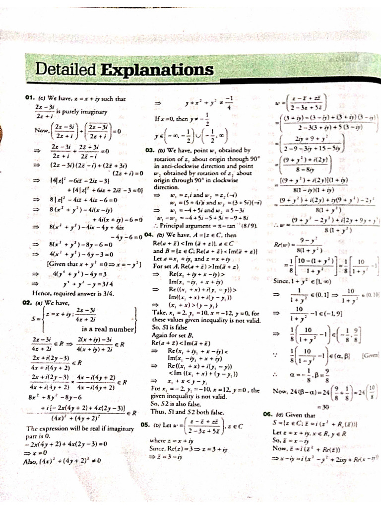 Complex Numbers Pyq Answers | PDF