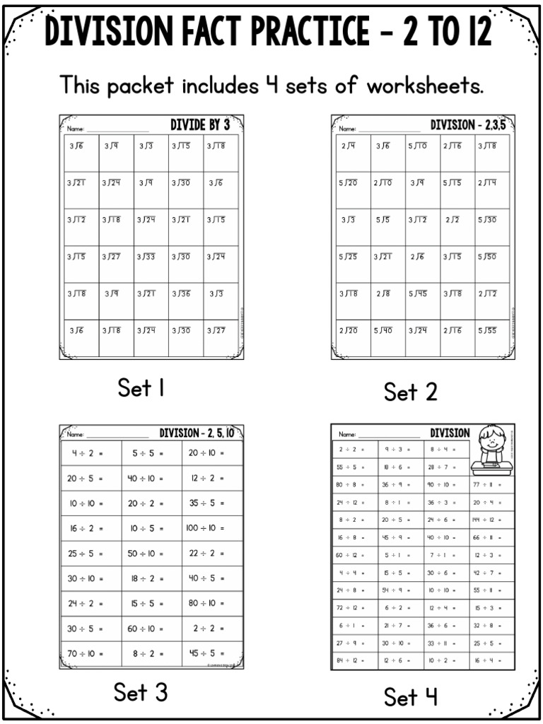Division Fact Worksheets 2-12 | PDF | Business | Teaching Methods ...
