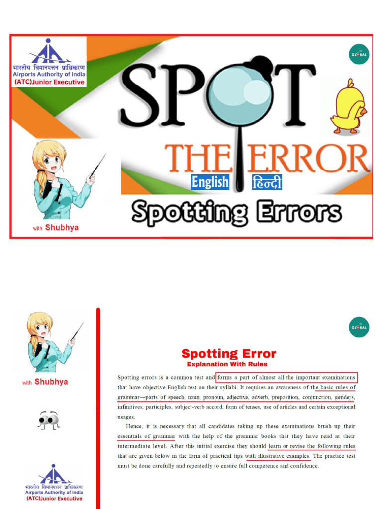 Spotting Errors AAI ATC Marathon | PDF