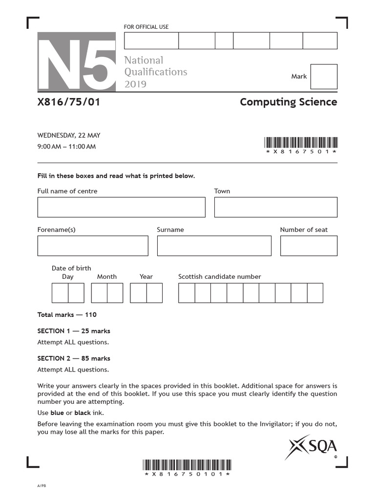 N5 Computing-Science QP 2019 | PDF | World Wide Web | Internet & Web