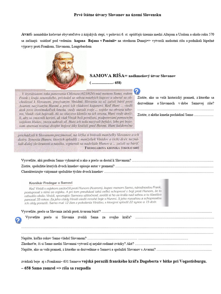 Pracovný List - Samova - Ríša - 3. Ročník SŠ | PDF