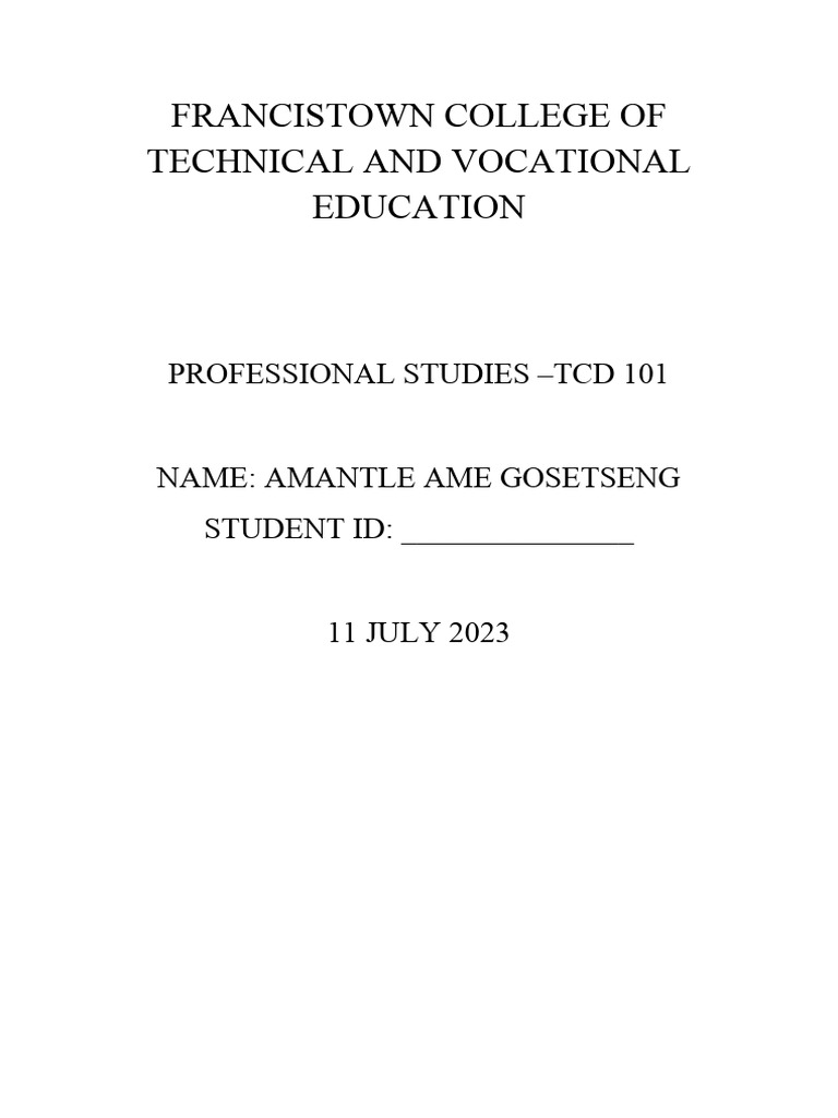 TCD 101 Assignment | PDF | Learning | Sustainable Development