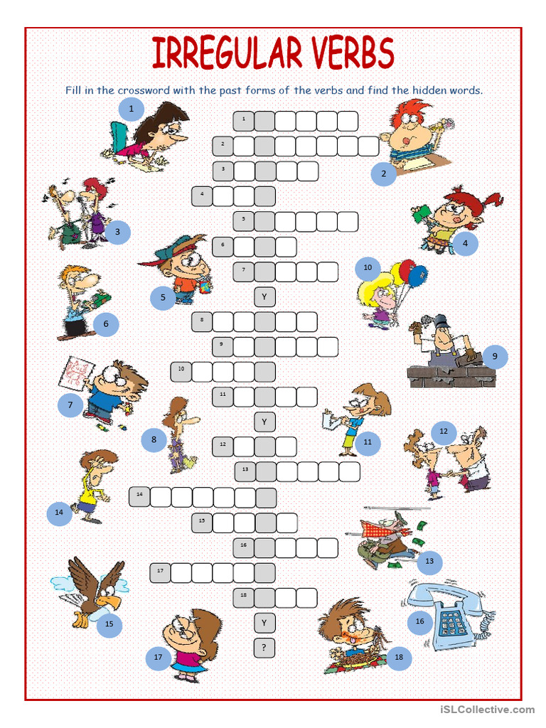 Irregular Verbs Crossword Puzzle in Pictures + Key | PDF | Puzzles ...