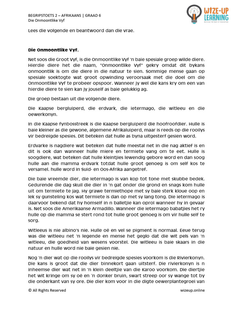 Begripstoets 2 Die Onmoontlike Vyf 231019 172632 | PDF