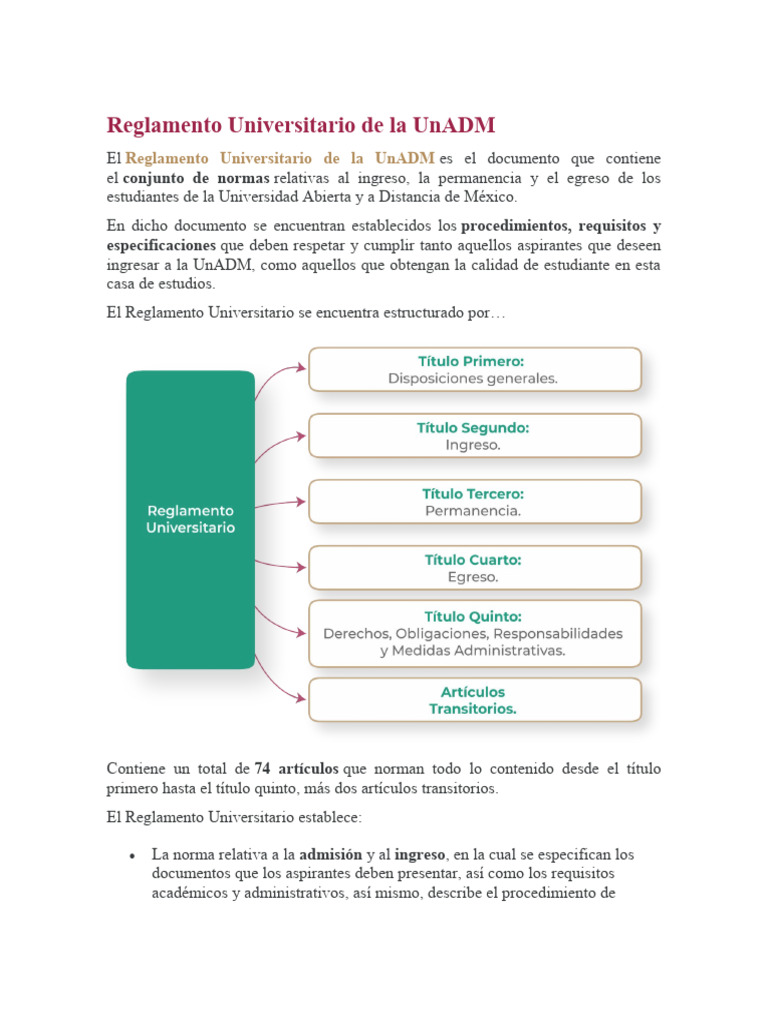 Reglamento Universitario UnADM 2025 | PDF | Titulo academico