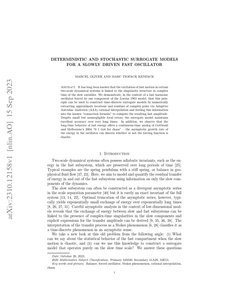 2310 12158 | PDF | Chaos Theory | Oscillation