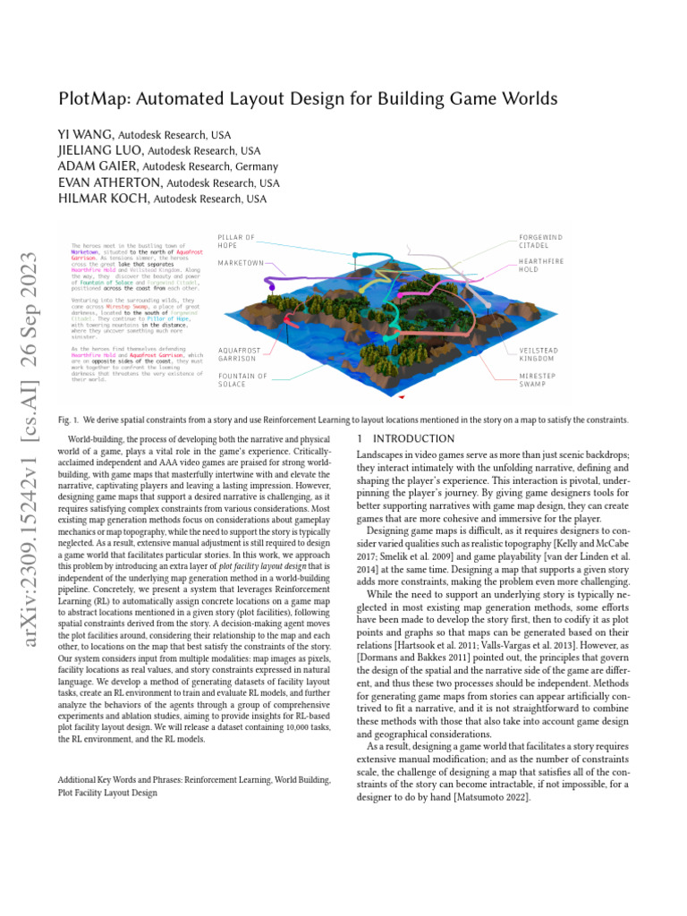 Plotmap: Automated Layout Design For Building Game Worlds: Yi Wang ...
