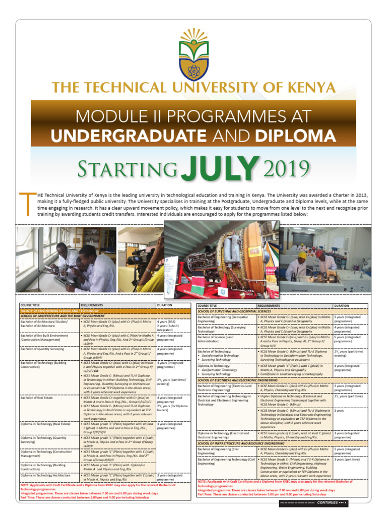 Tuk Courses Advert July 2019 | PDF | Bachelor's Degree | Diploma