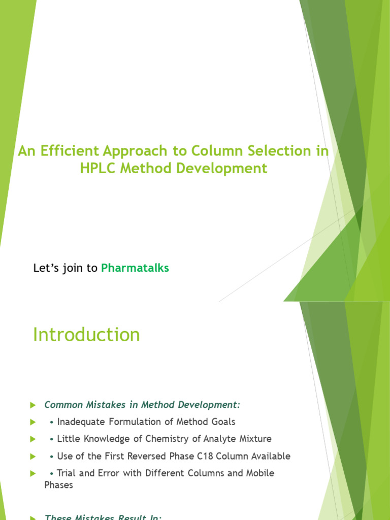 Column Selection in HPLC Method Development | PDF | High Performance Liquid Chromatography ...