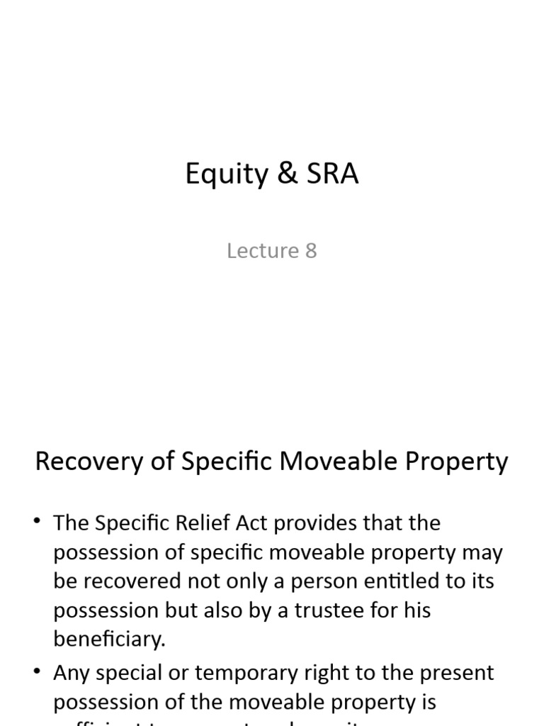 Equity Including Specific Relief Act | PDF
