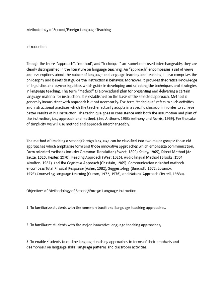 Methodology of Language Teaching | PDF | Language Education | Second Language