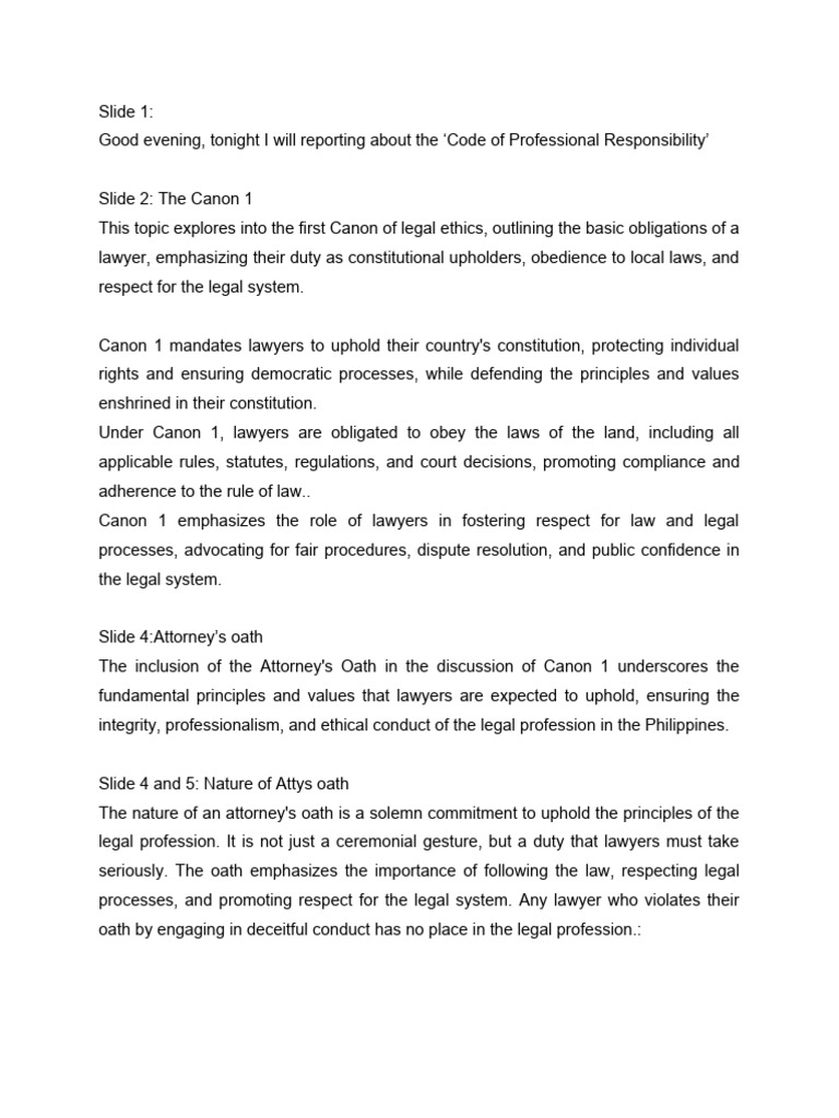 Script Canon1&9 | Download Free PDF | Lawyer | Practice Of Law