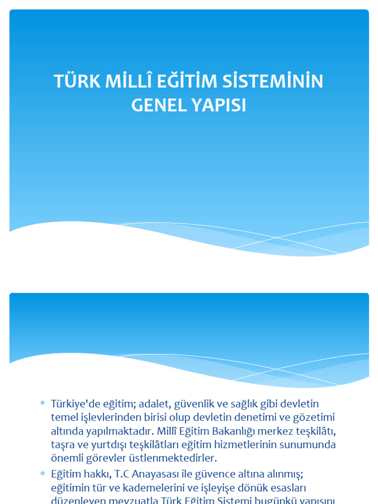 Türk Mi̇llî Eği̇ti̇m Si̇stemi̇ni̇n Genel Yapisi | PDF Türk Mi̇llî Eği̇ti̇m Si̇stemi̇ni̇n Genel Yapisi | PDF