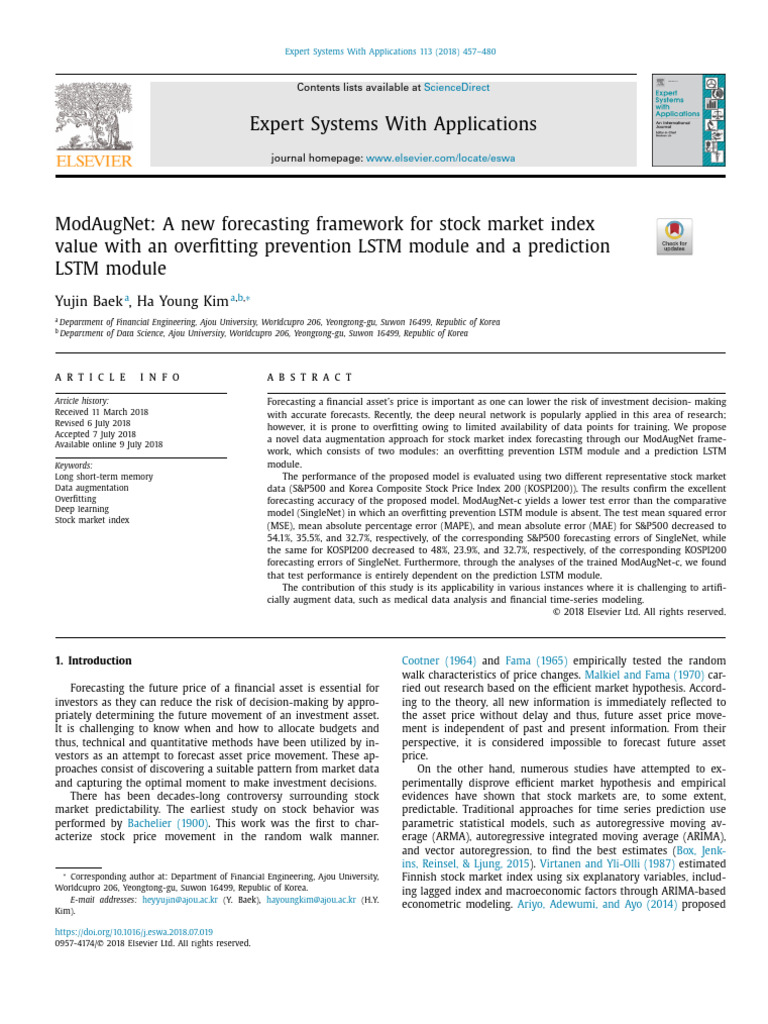 A New Forecasting Framework For Stock Market Index Value With An ...