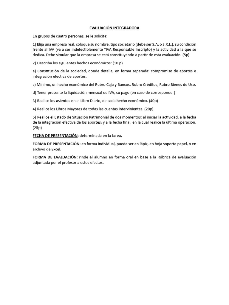 Evaluación Integradora | PDF