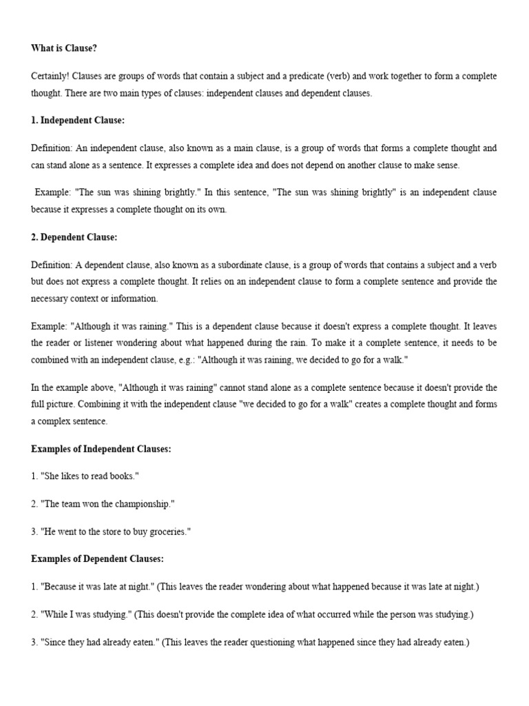 What Is Clause | Download Free PDF | Adverb | Sentence (Linguistics)