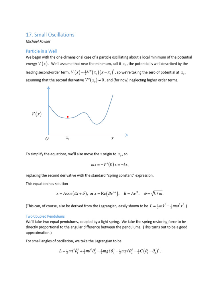 CM 17 Small Oscillations | PDF | Eigenvalues And Eigenvectors | Normal Mode